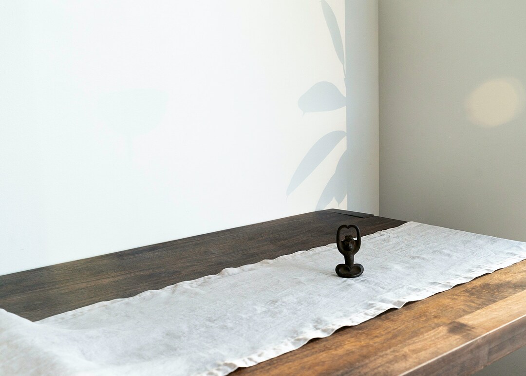 100% European Linen Table Runner, in Beige, Stonewashed Linen /table ...
