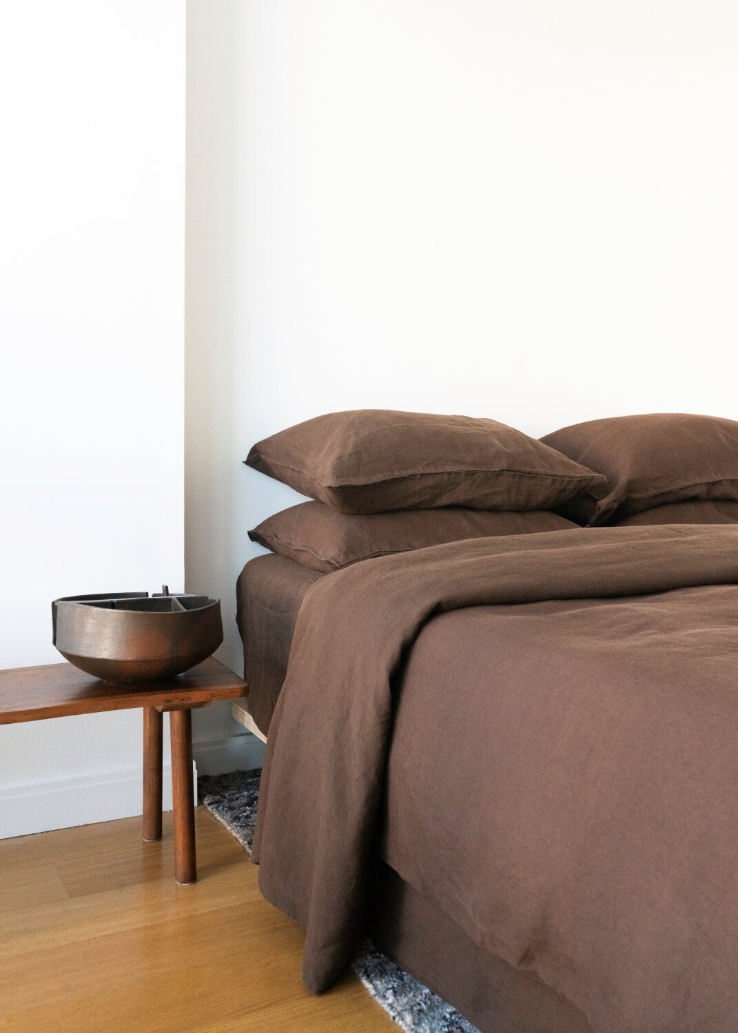 100% Natural Linen Sheet Set in Dark Brown, King Queen Full Garment ...