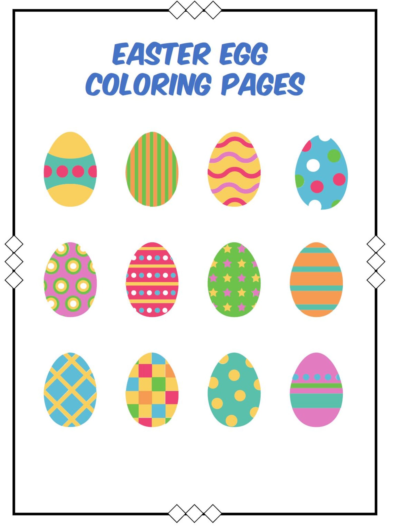 Easter Eggs Coloring Pages Preschool-kinder - Etsy