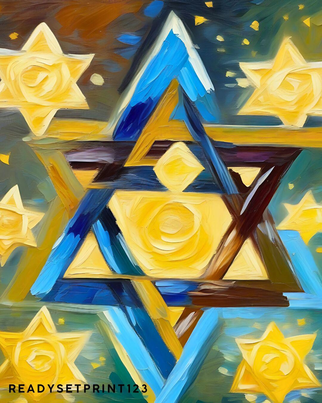 Stunning Star of David, Menorah Judaica Wall Art, Beautiful Jewish Wall ...