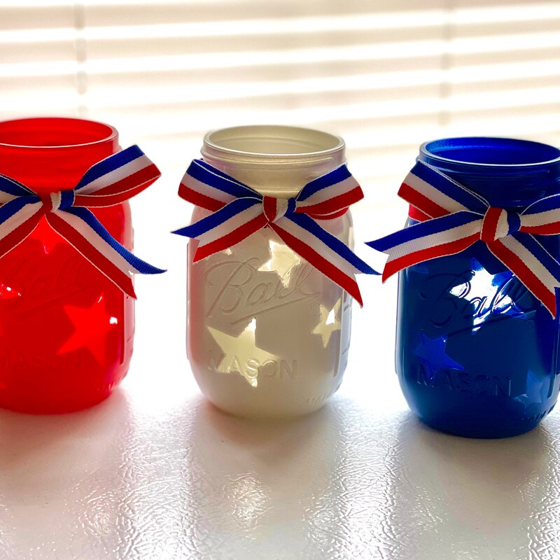 Patriotic Mason Jars - Etsy