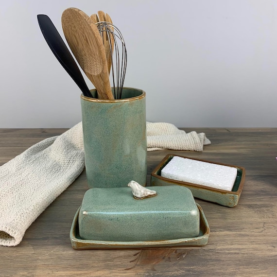 Handmade Butter Dish Modern Pottery Earthy Aesthetic Organic Kitchenware Gift Artisan Pottery Butter Dish Cooking Mom Gift Green Etsy