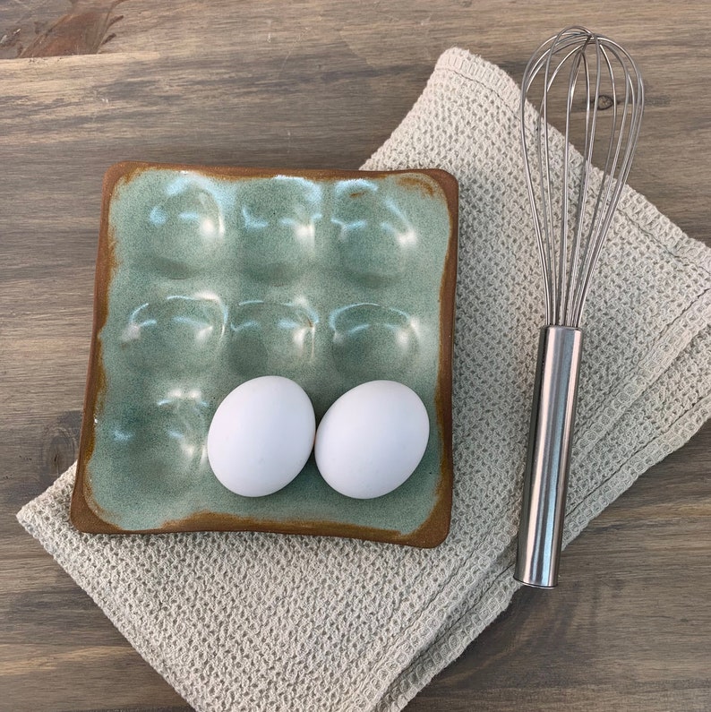 Fresh Egg Holder Ceramic Egg Tray for 9 Eggs Modern Handmade Pottery ...
