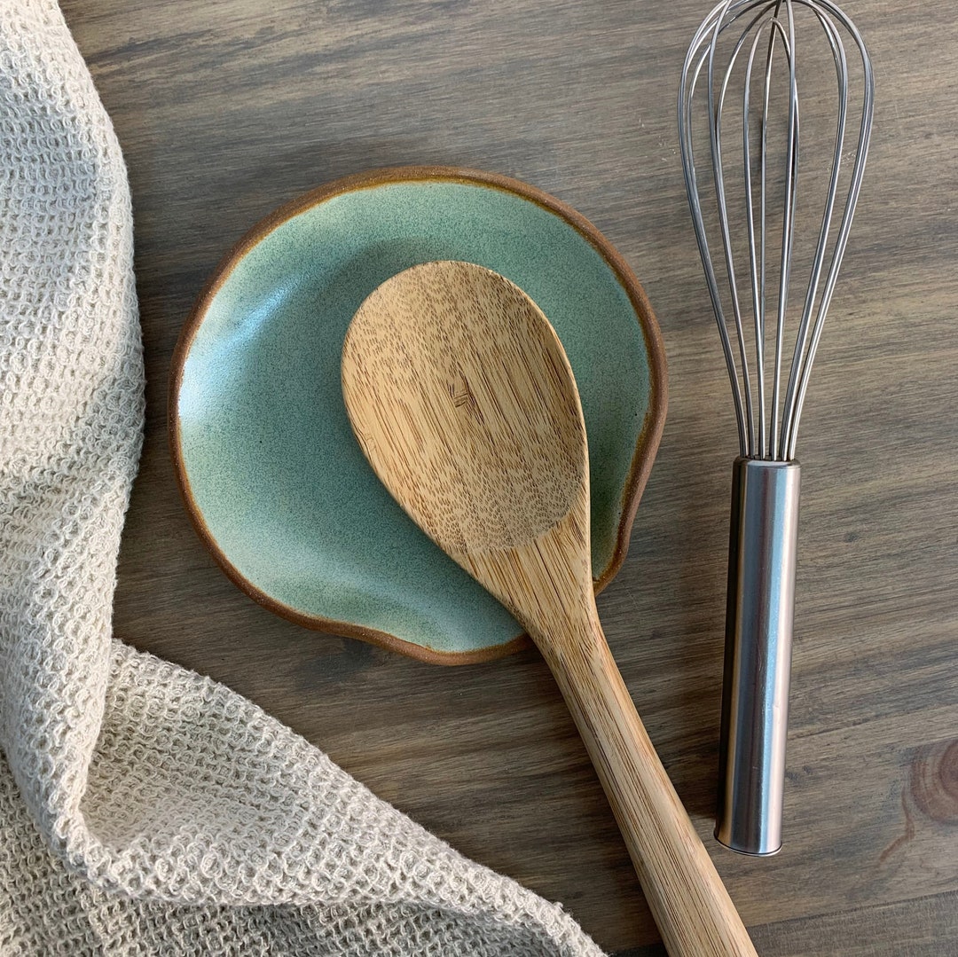 Green Spoon Rest | Handmade Spoon Holder | Utensil Rest | Cooking Mom ...
