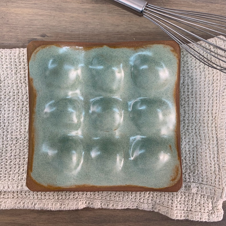 Fresh Egg Holder Ceramic Egg Tray for 9 Eggs Modern Handmade Pottery ...