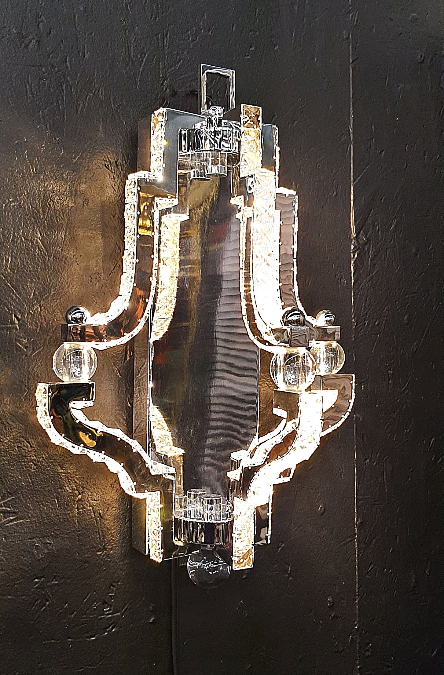 Opulent Chrome LED Flush Mounted Wall Sconce 18th Century Venetian ...
