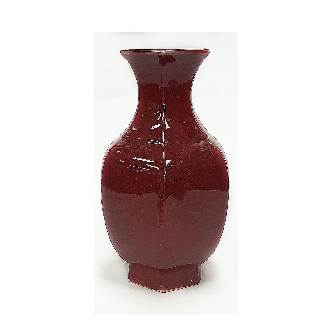 Hand Crafted and Hand Painted Oxblood Red Chinoiserie Porcelain ...