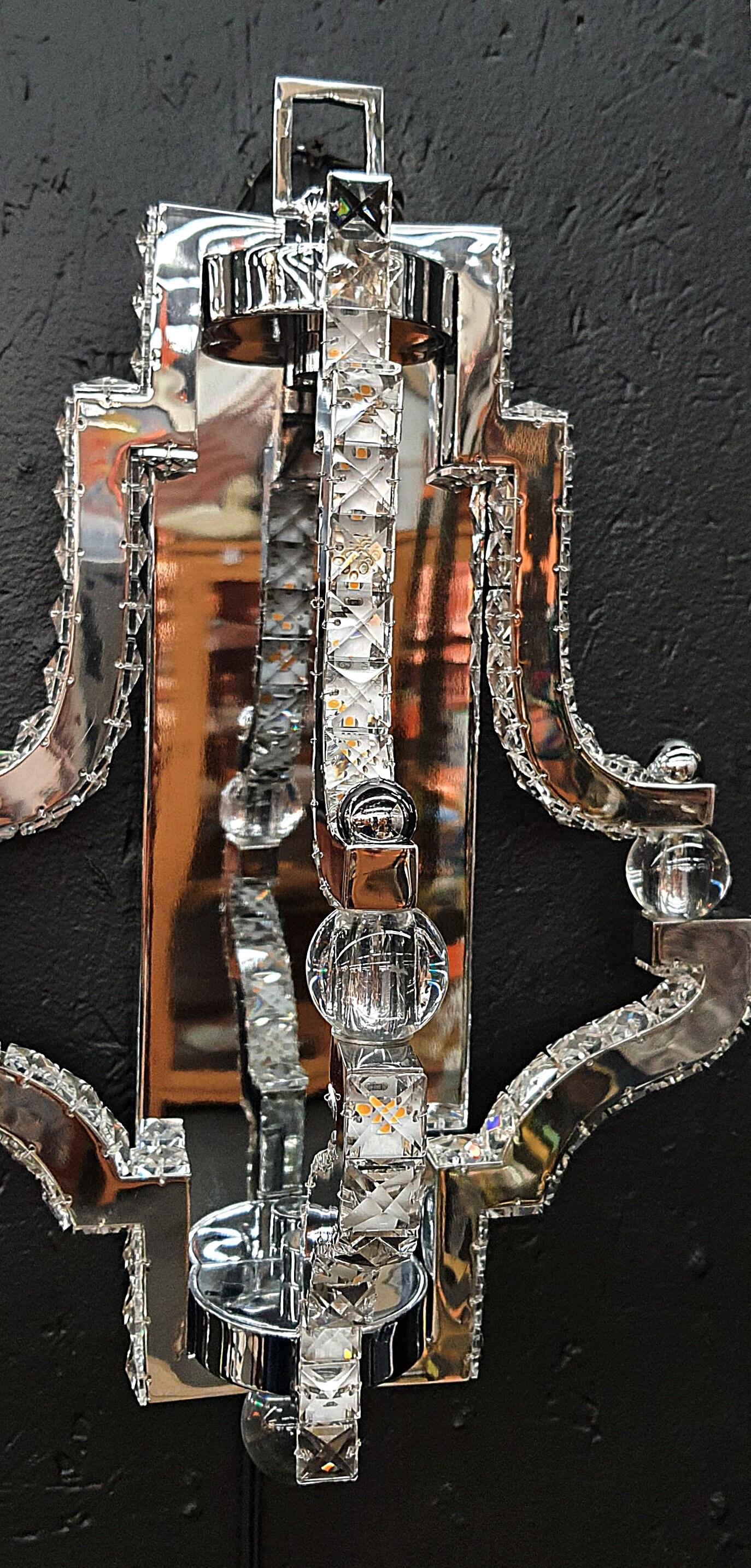 Opulent Chrome LED Flush Mounted Wall Sconce 18th Century Venetian ...