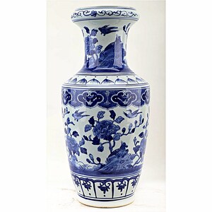 Porcelain Classic Ming Blue and White Chinoiserie Vase. Hand Painted ...