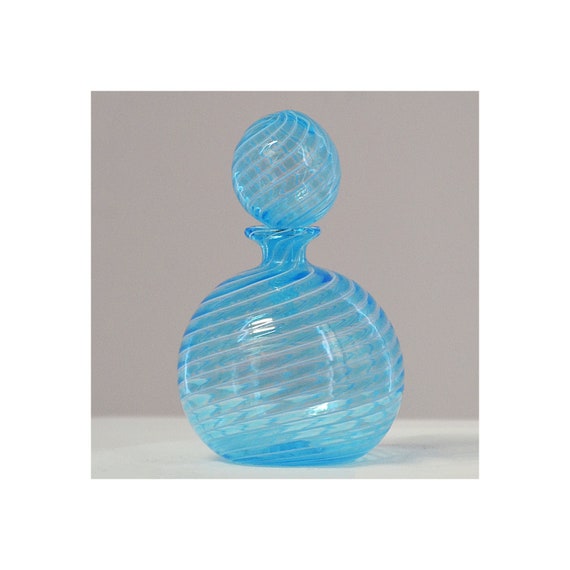Hand-blown Light Blue Glass Perfume Dispenser With Circular | Etsy