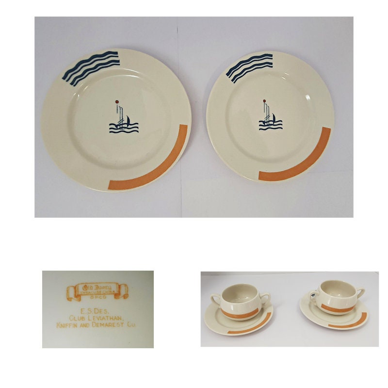 Very Rare US Lines SS Leviathan Leviathan Club Art Deco c 1930 Side ...