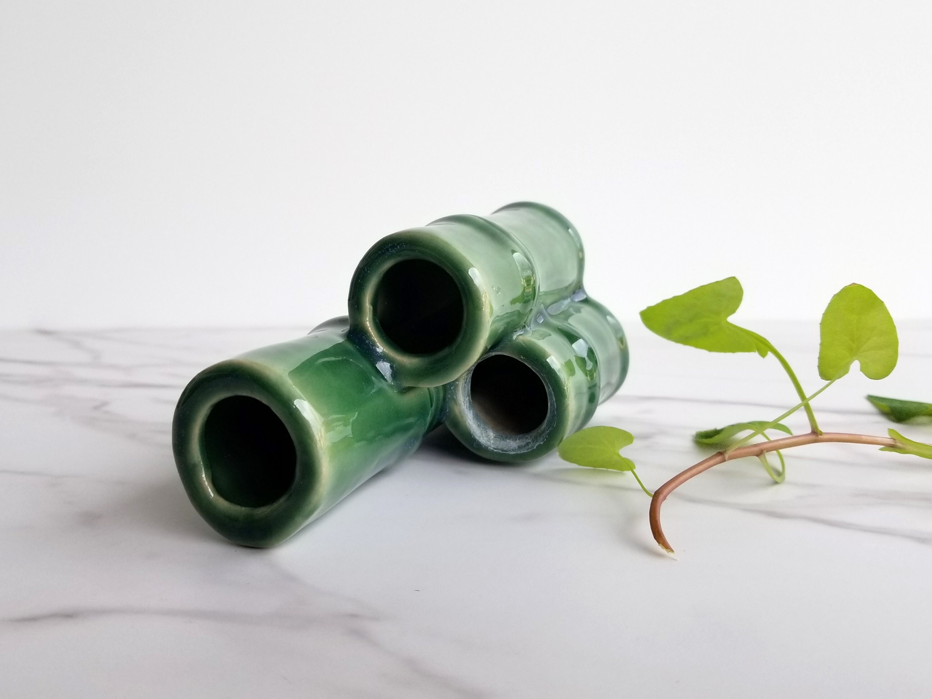 Vintage Ceramic Three Stem Bamboo Shaped Vase Mid Century - Etsy