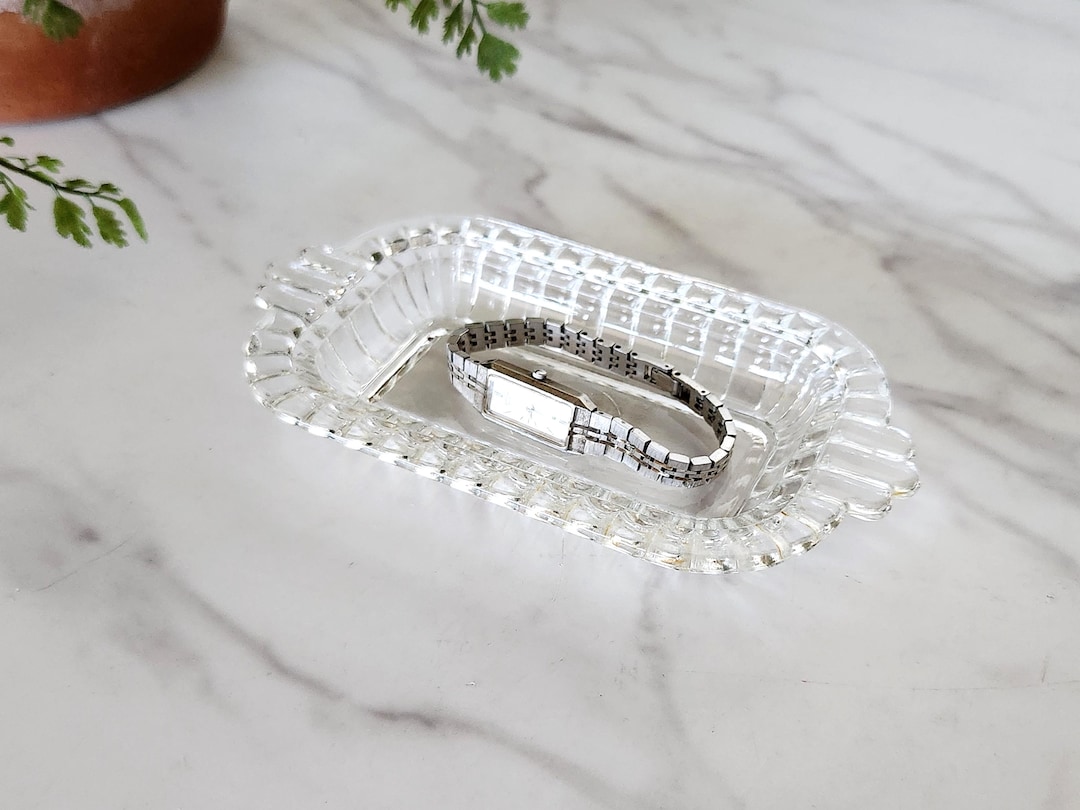 Vintage Clear Ribbed Glass Catch-all Vanity Dish - Etsy