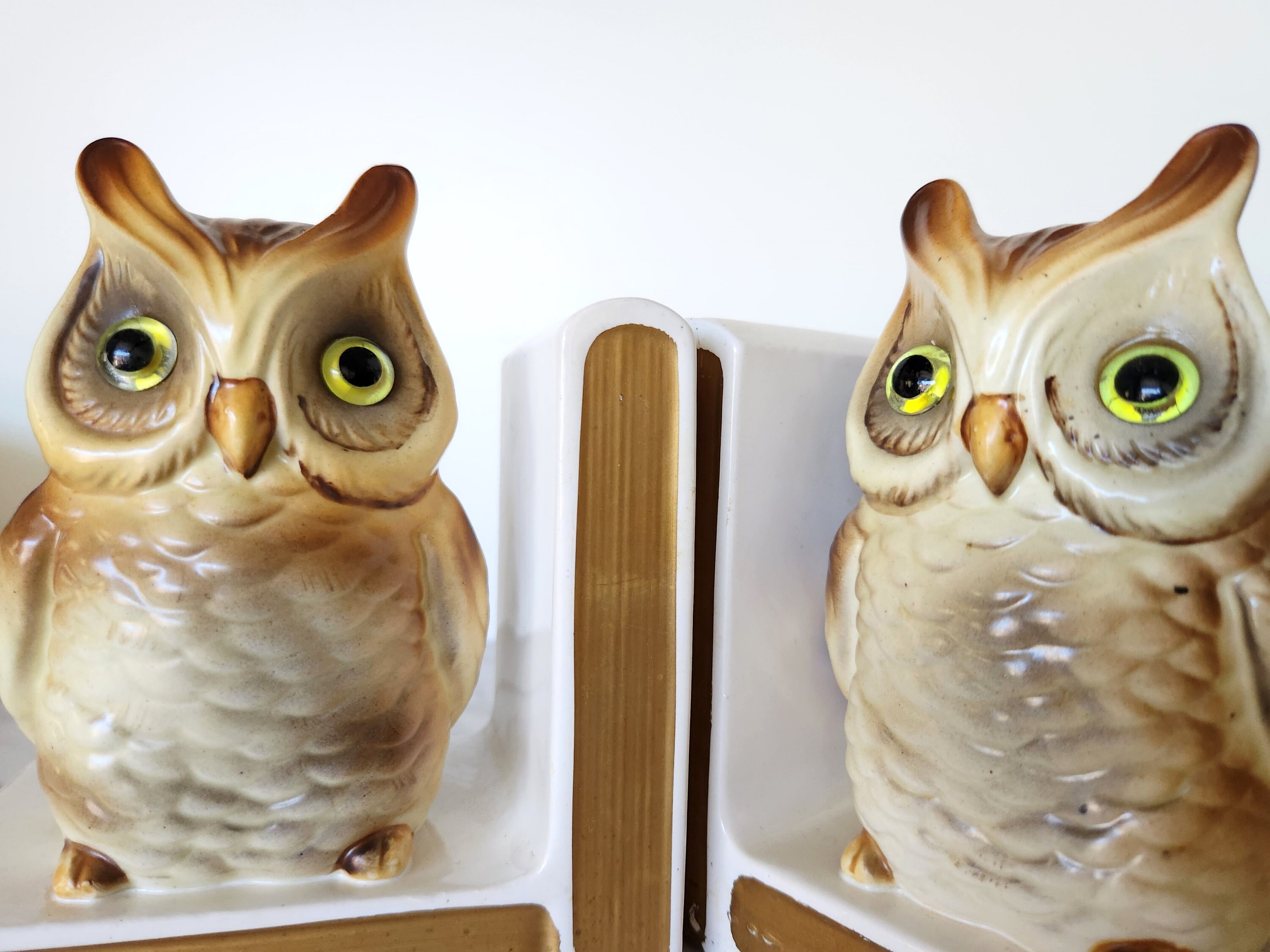 Vintage 60s Lefton China Owl Gilt Bookend Pair - Etsy