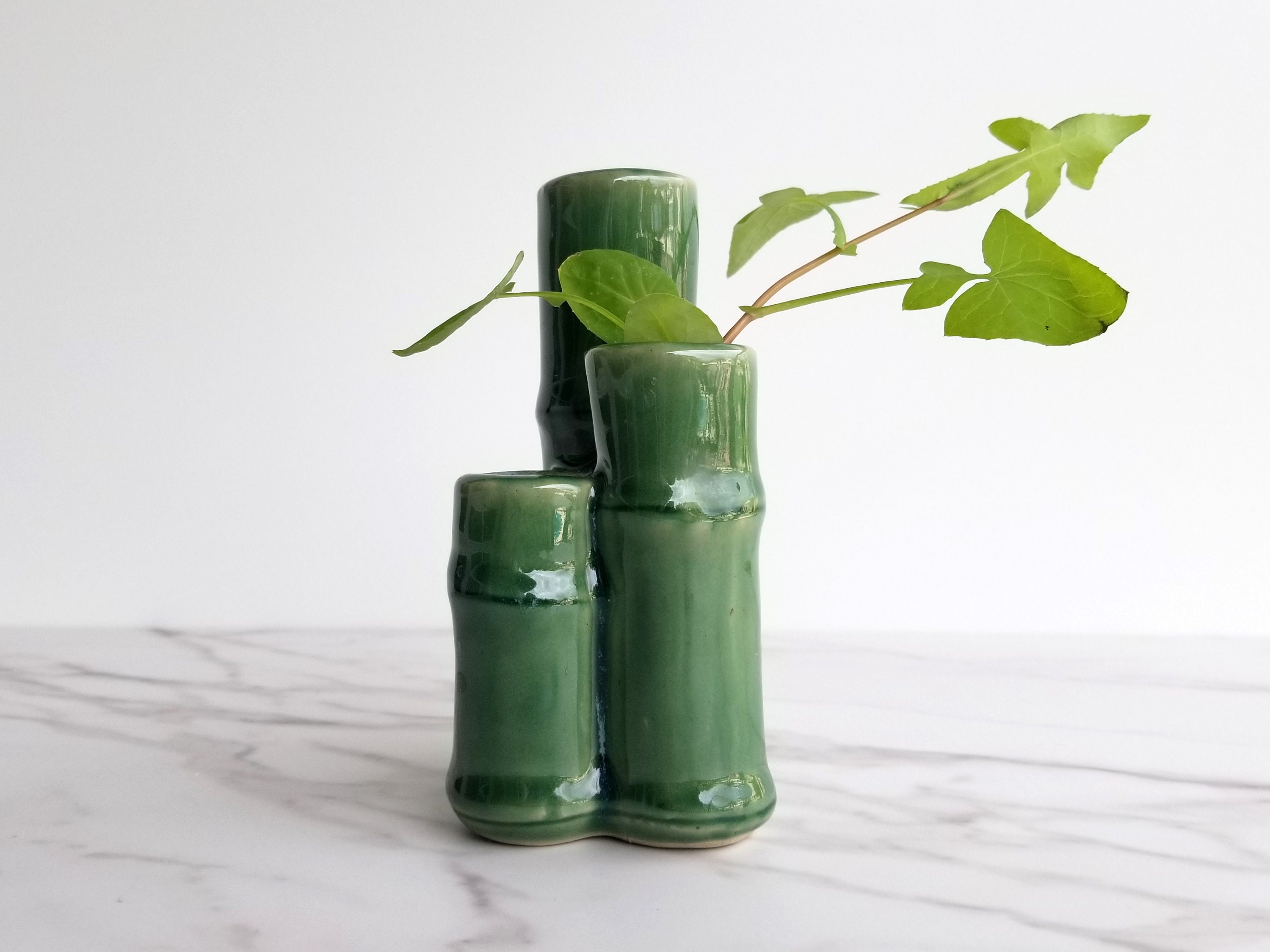 Vintage Ceramic Three Stem Bamboo Shaped Vase Mid Century - Etsy