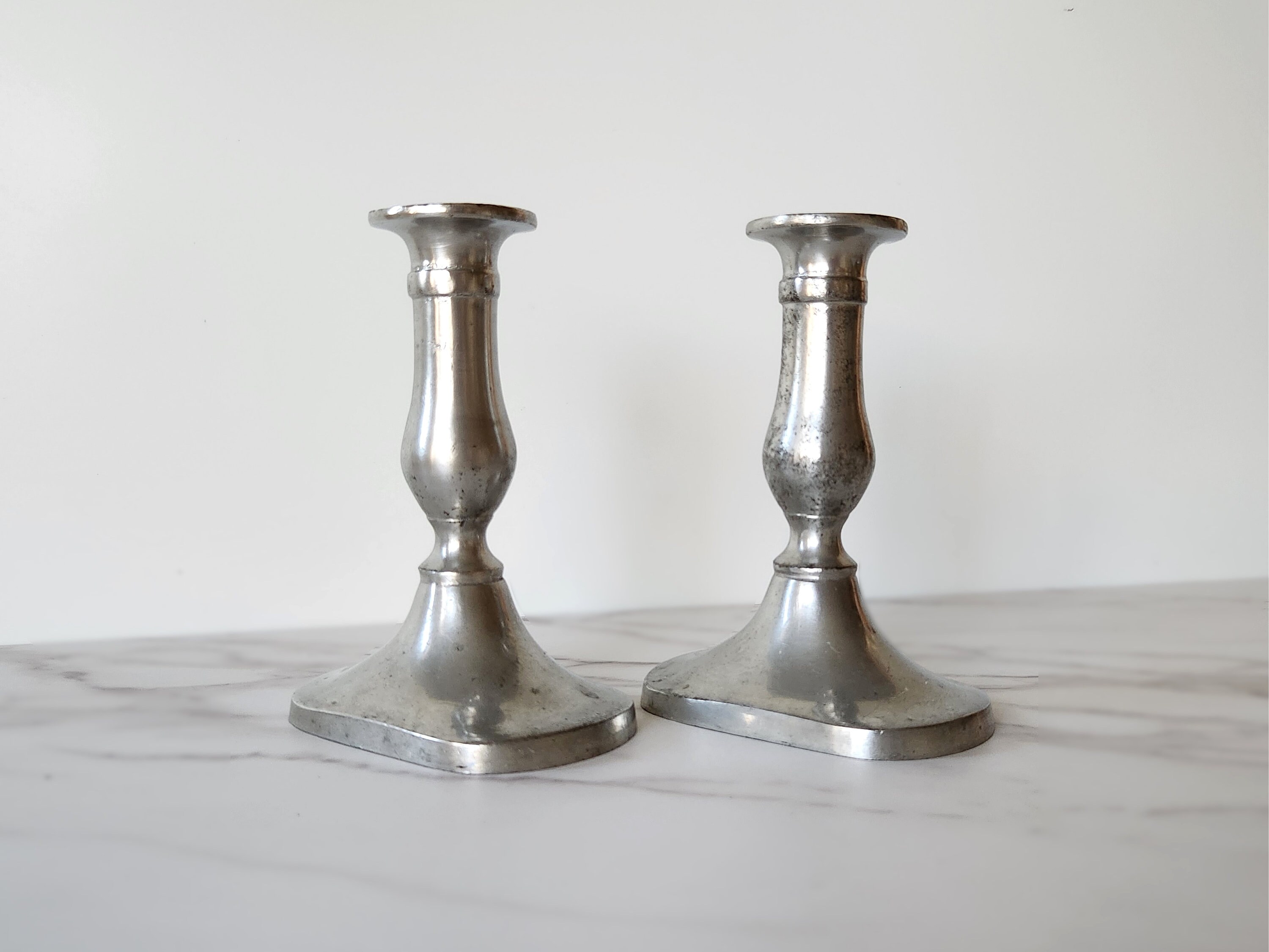 Vintage Stieff Pewter Candlestick Holder Pair, Williamsburg Pattern, 5 ...