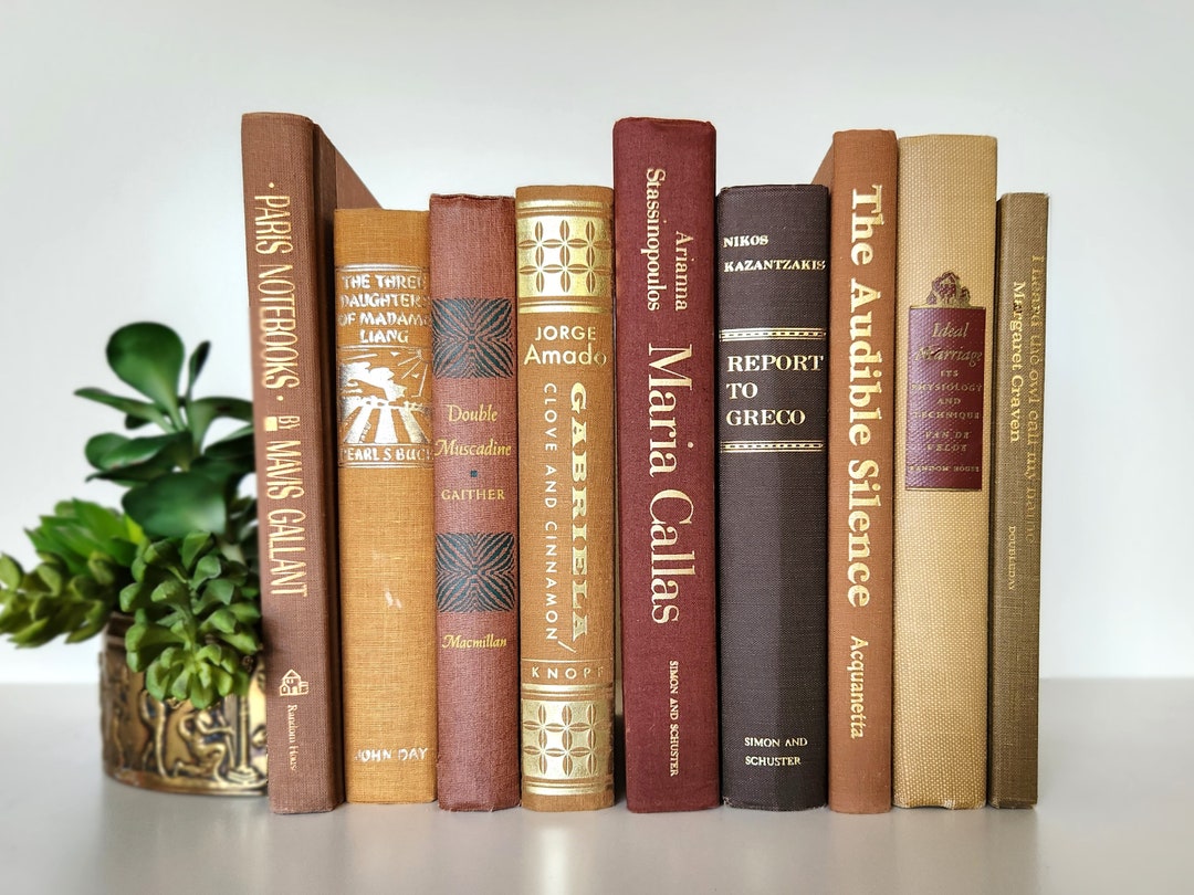 Vintage 1949 - 1986 Brown Tones and Metallic Accents Book Collection ...