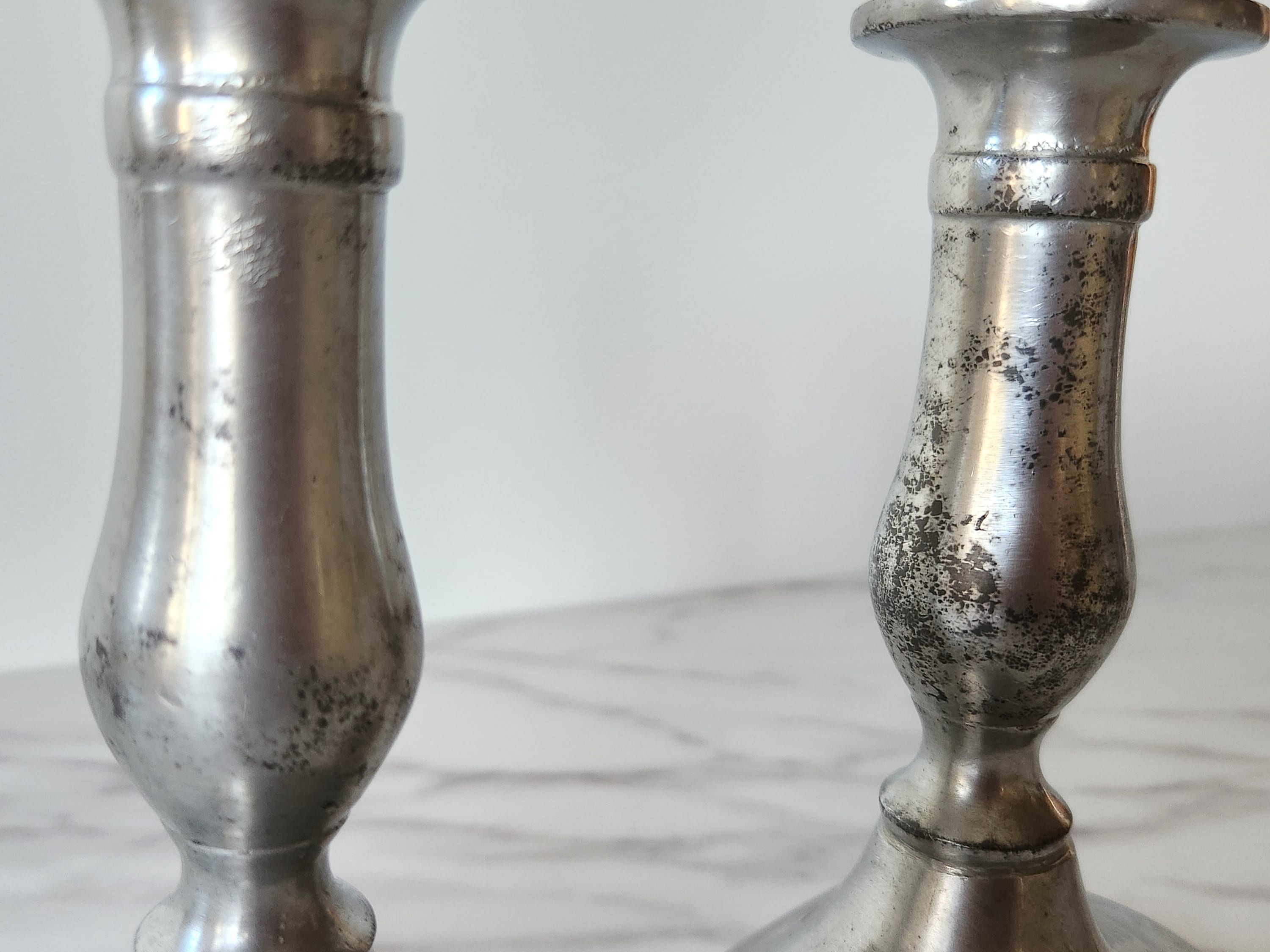 Vintage Stieff Pewter Candlestick Holder Pair, Williamsburg Pattern, 5 ...