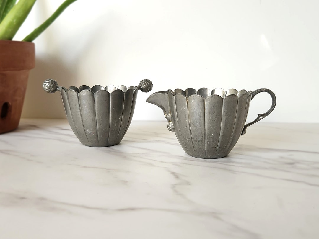 Vintage 1920s Pewter Cream and Sugar, Insico Pewter 873 - Etsy