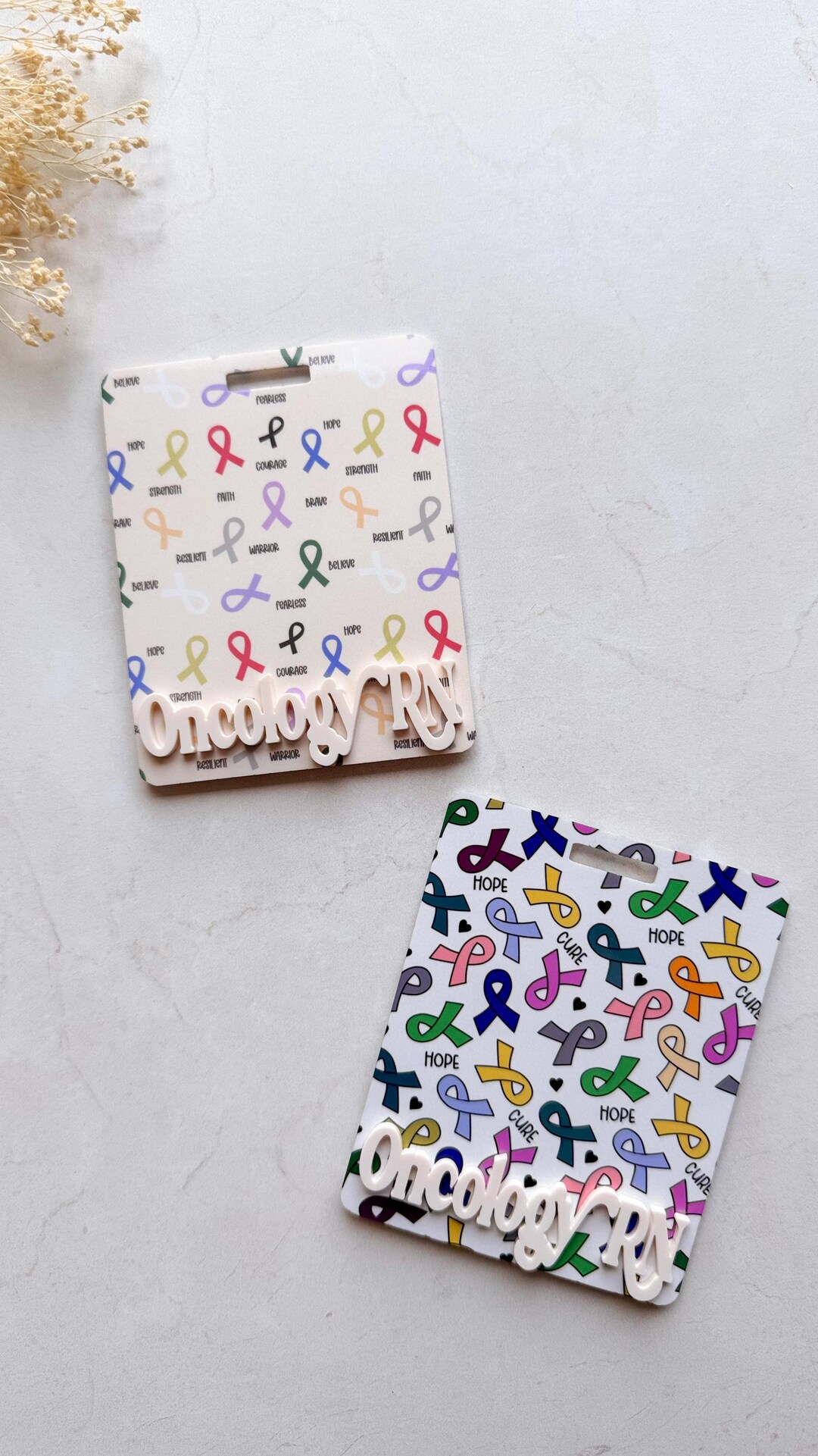 Oncology RN Badge Buddy | Cancer Ribbon ID Tag | Awareness Badge ...