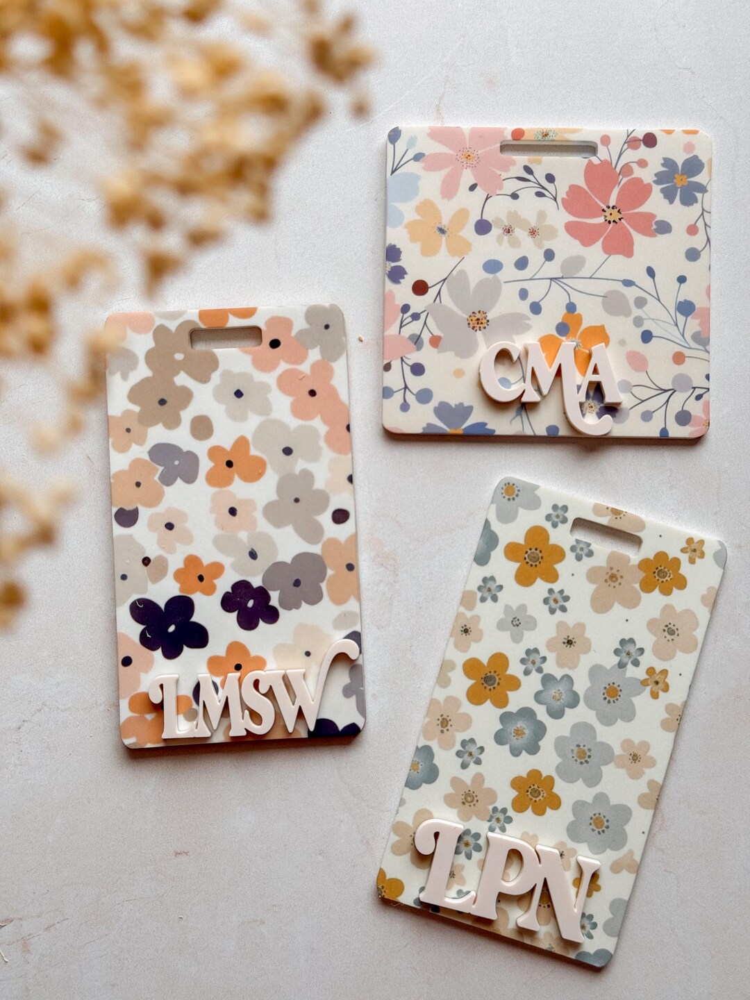 Floral Badge Buddy Fall Pattern for Xray, Lab, RN, Doctor, Badge Buddy ...