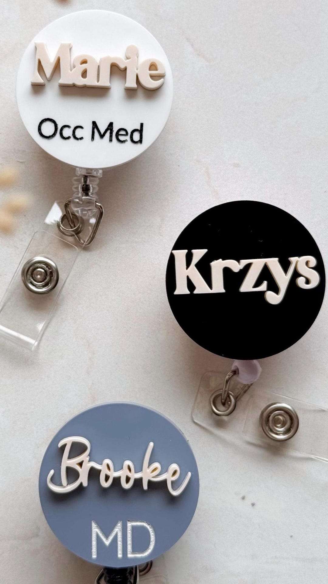 Neutral Badge Reels for Nurses, Acrylic Badge Reels, Custom Badge Reels ...