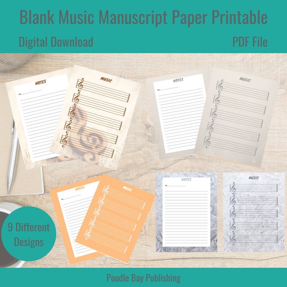 Blank Music Manuscript Paper Printable | Etsy