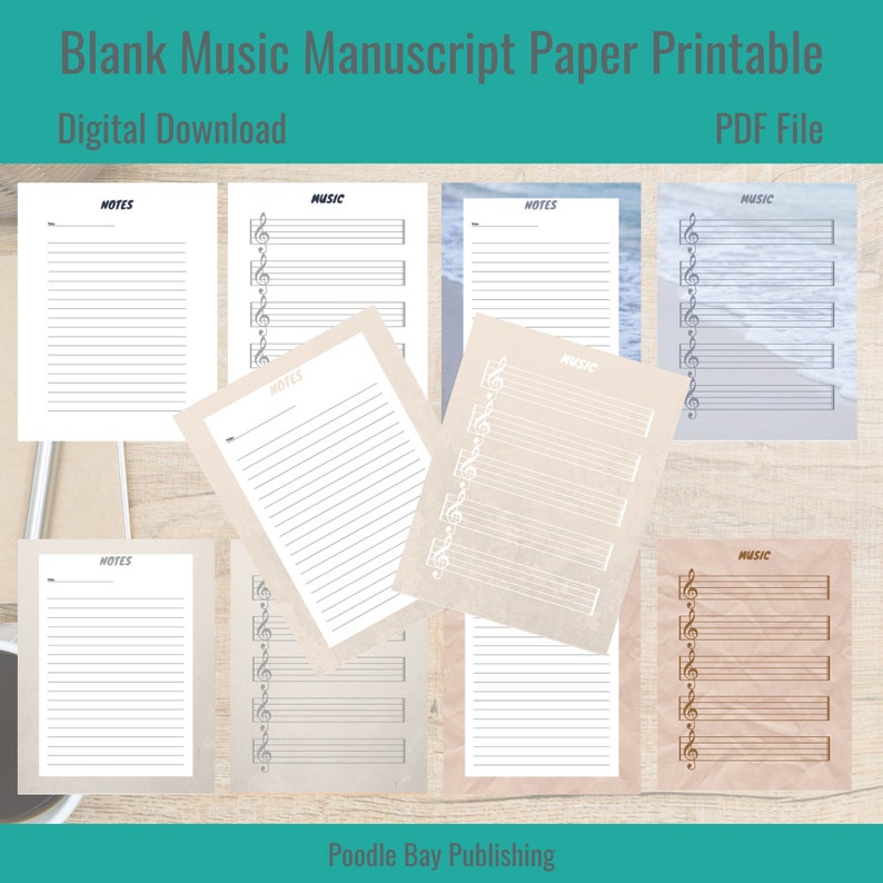 Blank Music Manuscript Paper Printable - Etsy