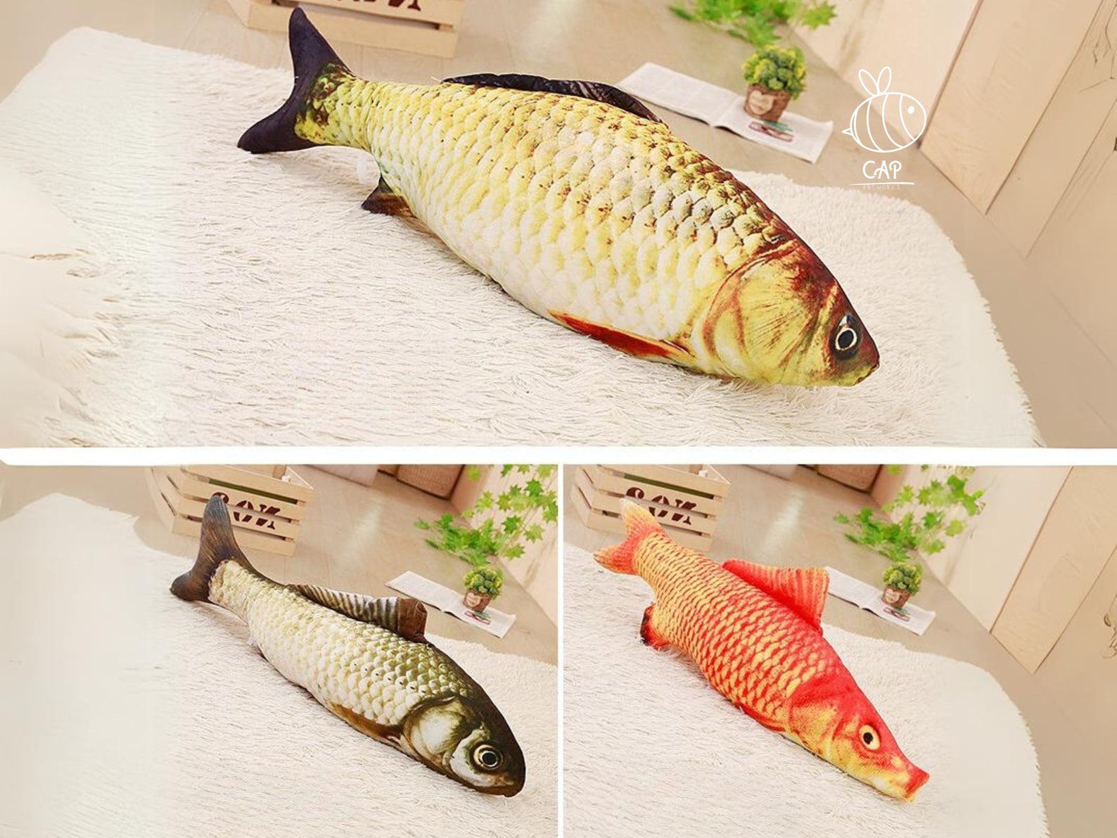Goldfish Plush 12 Inch Fish Plushie Real Looking Cute Kawaii Stuffed ...