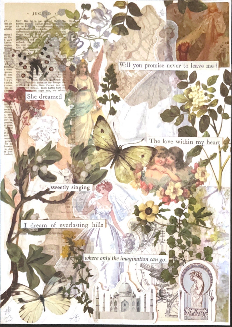 Romantic Daydream - Handmade Sticker Collage 5x7 PRINT - Etsy