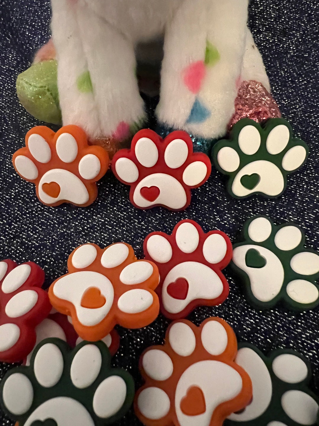 Paw Print Silicone Focal Beads, Puppy Paws Silicone Focal Beads for ...