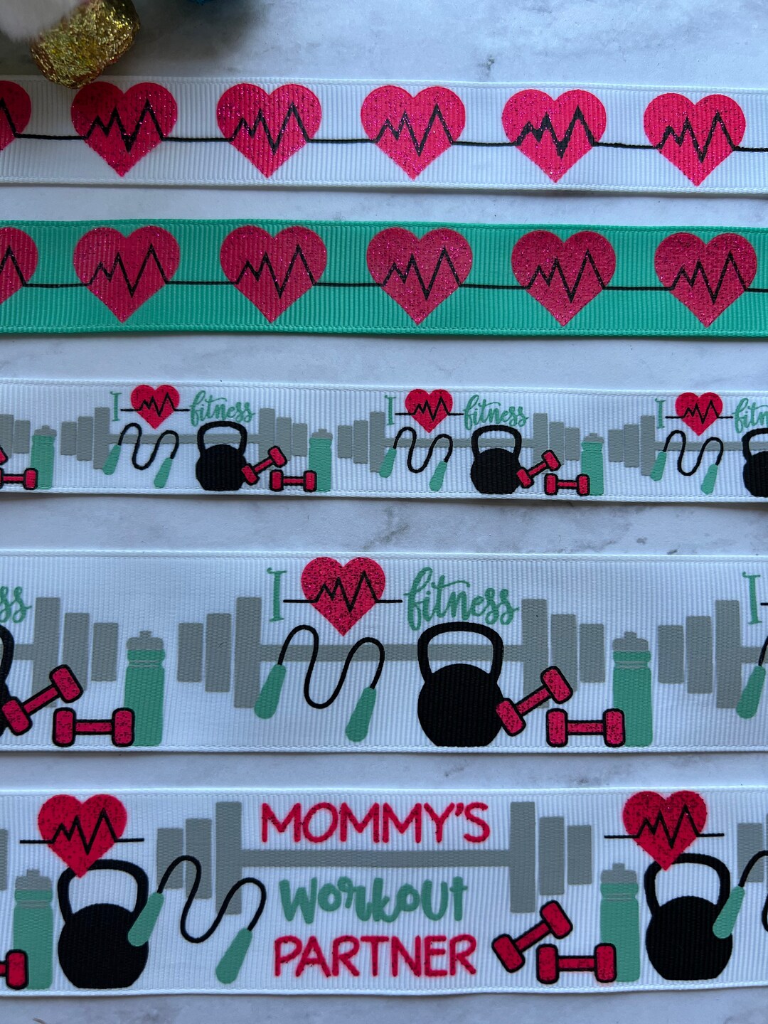 7/8" OR 1.5" US Designer Fitness Ribbon, High Quality Grosgrain Ribbon ...