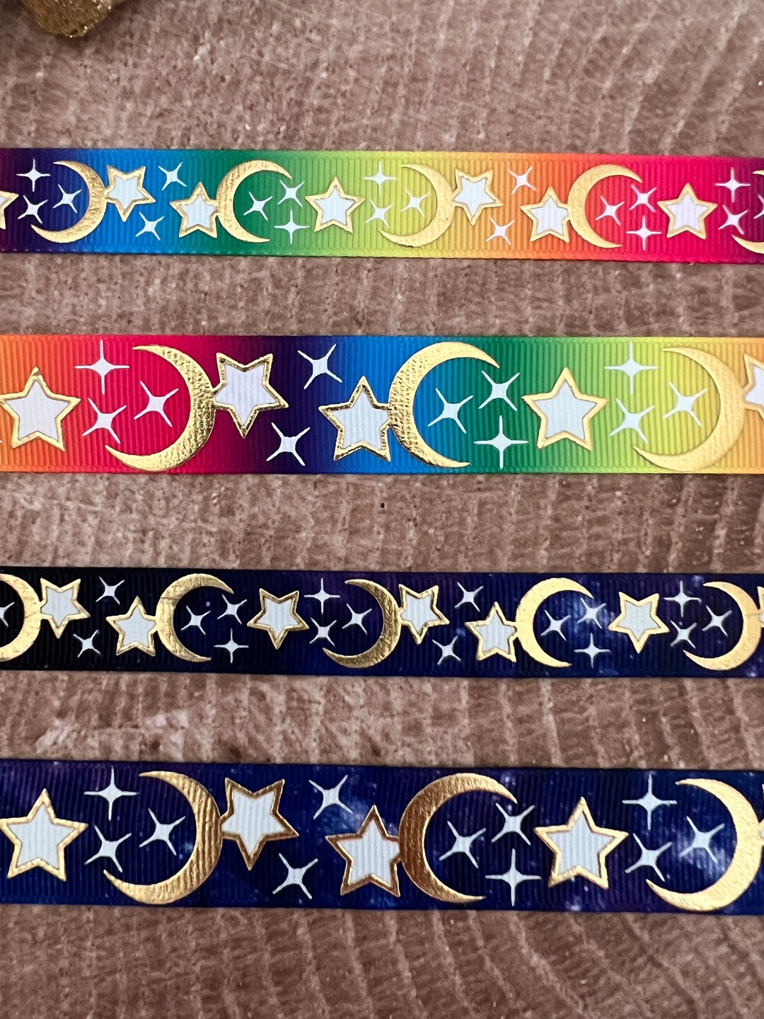 5/8" AND 7/8" US Designer Ribbon Moon & Stars Ribbon High-quality USDR ...