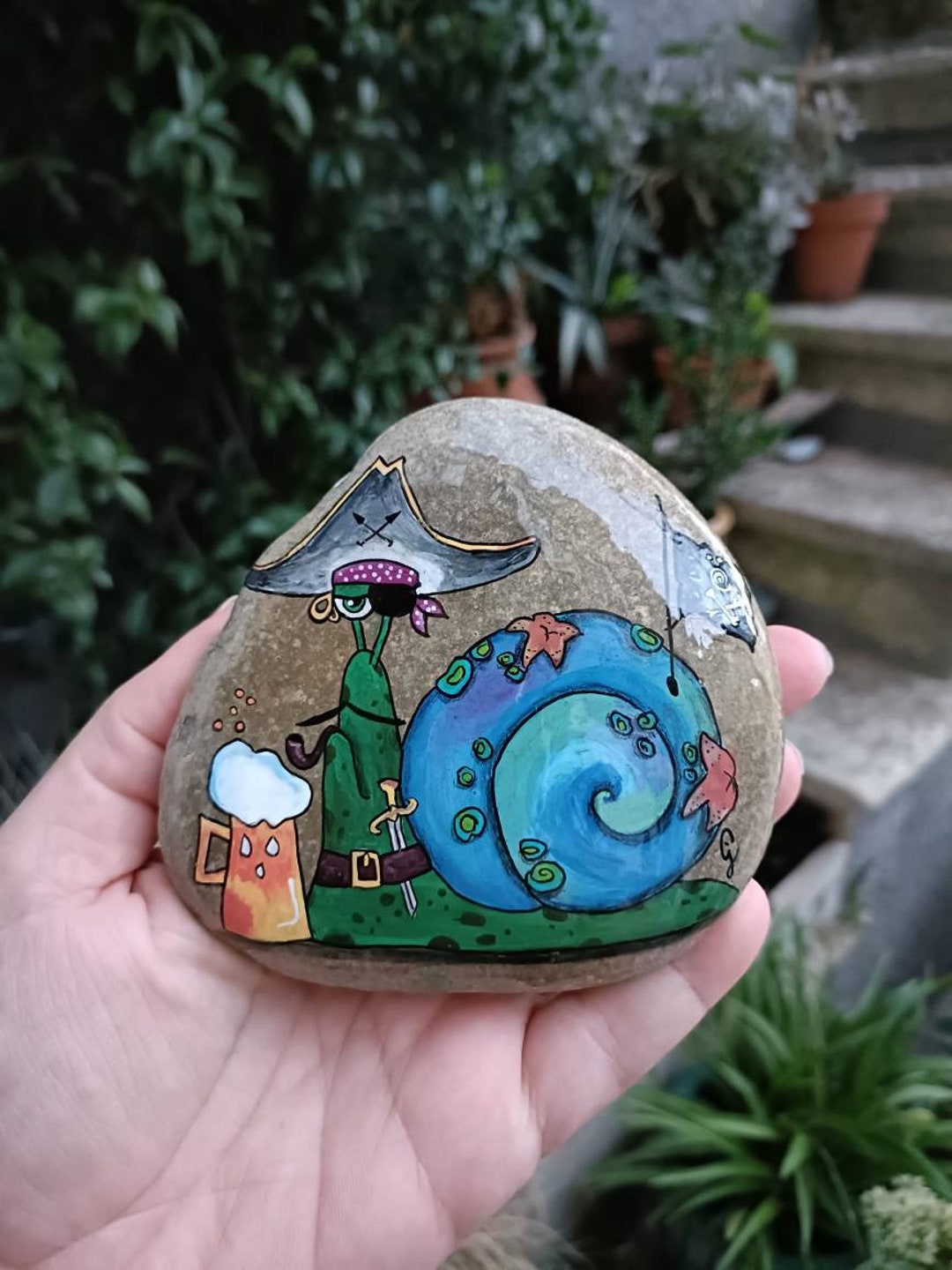 Pirate Snail Pebble - Etsy