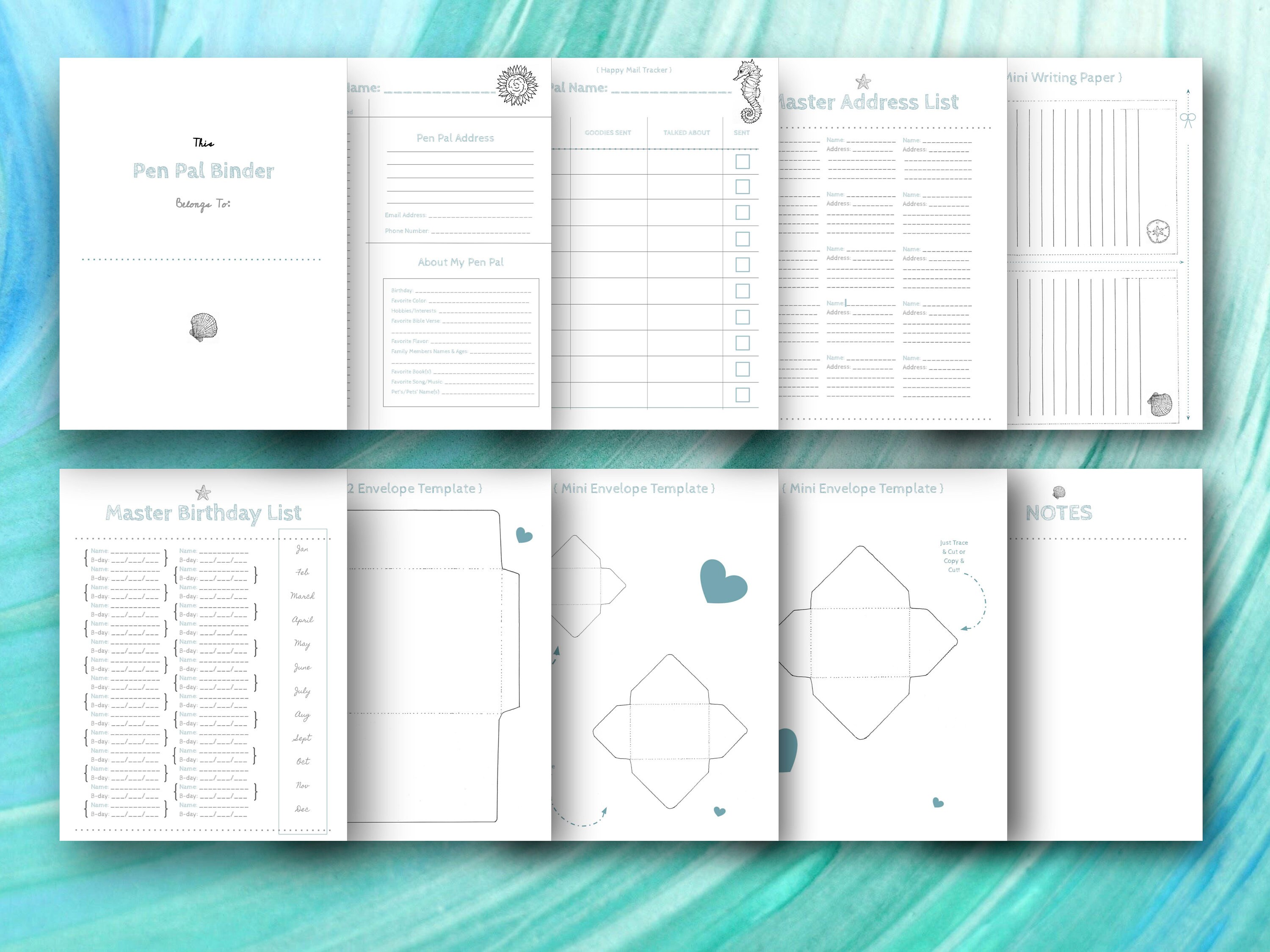 Nautical Pen-pal Binder Bundle Printable (10 Pages), Pen Pal Supplies ...
