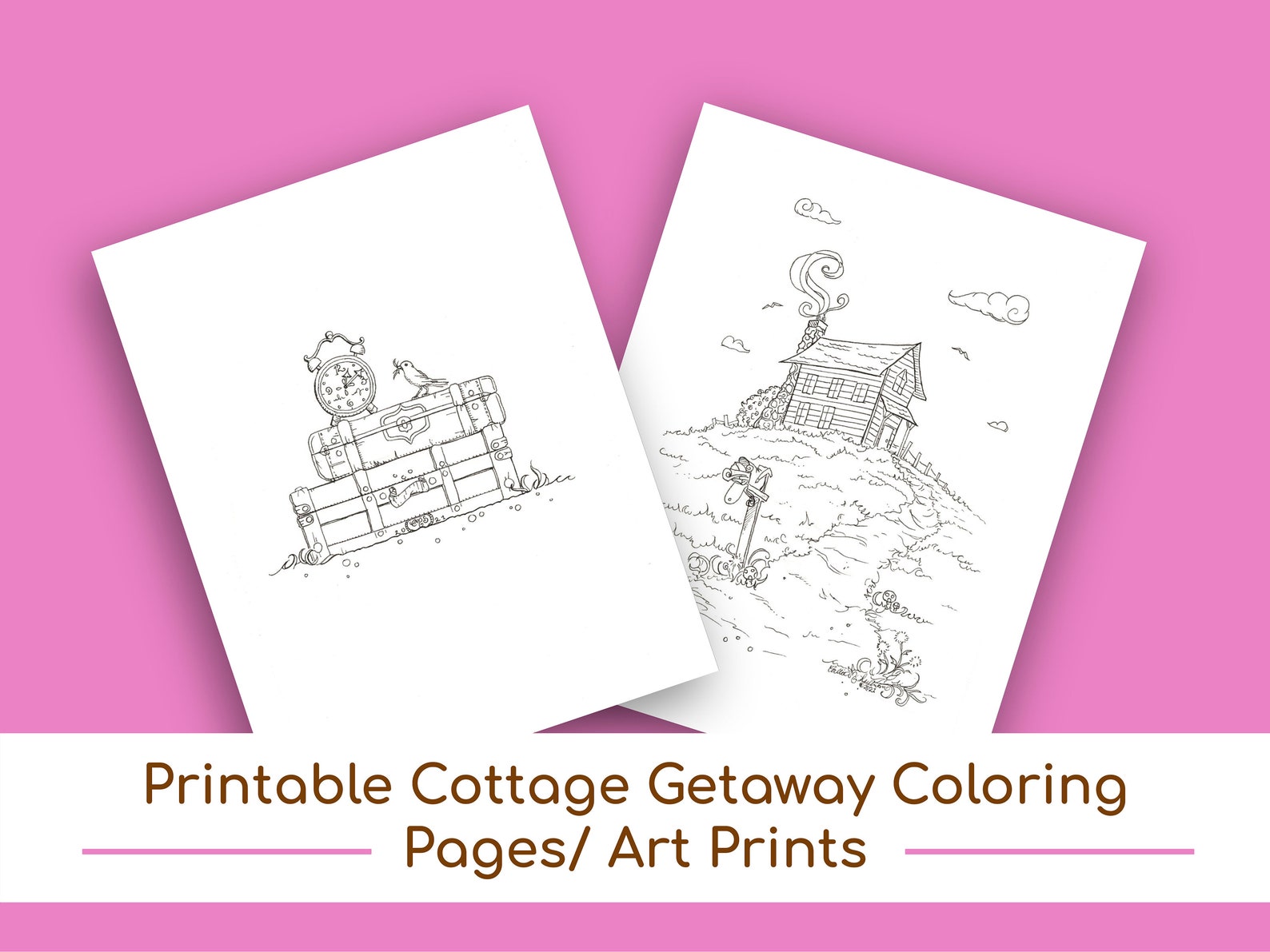 Printable Cottage Getaway Coloring Pages, Wall Art, Wall Art/wall Decor ...