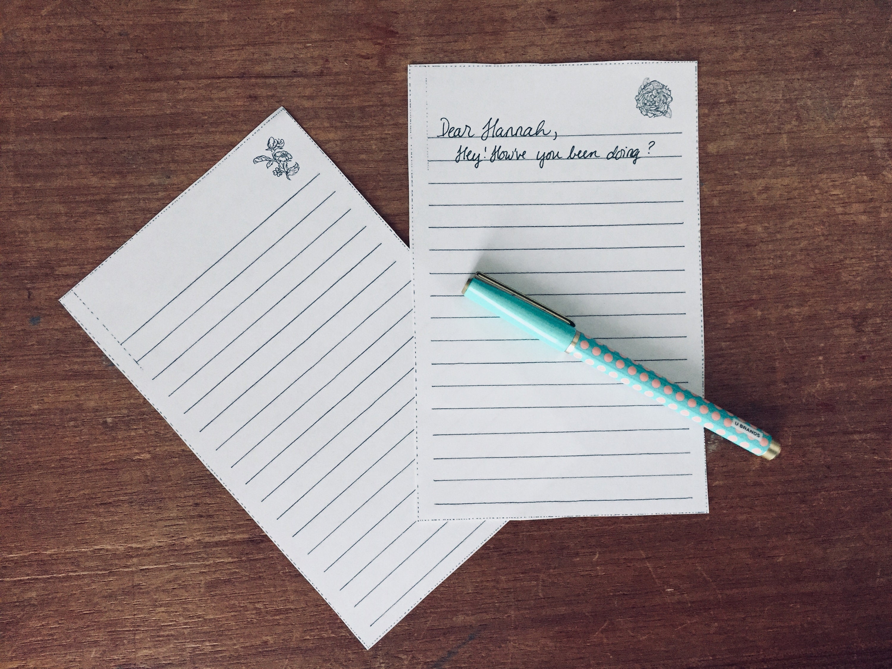 Mini Floral Notebook Writing Paper Printable, Mini Pen Pal Paper ...