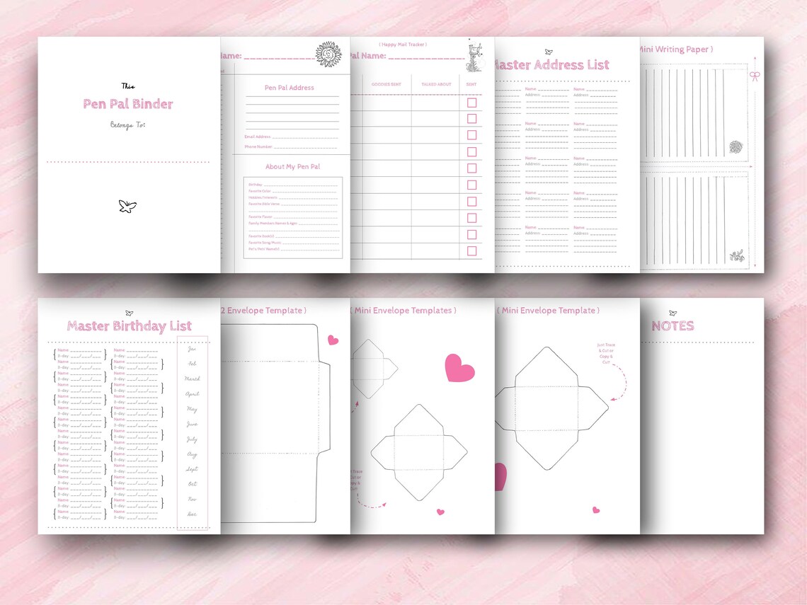 Pen-pal Binder Bundle Printable (10 Pages), Pen Pal Supplies, Pen Pal ...