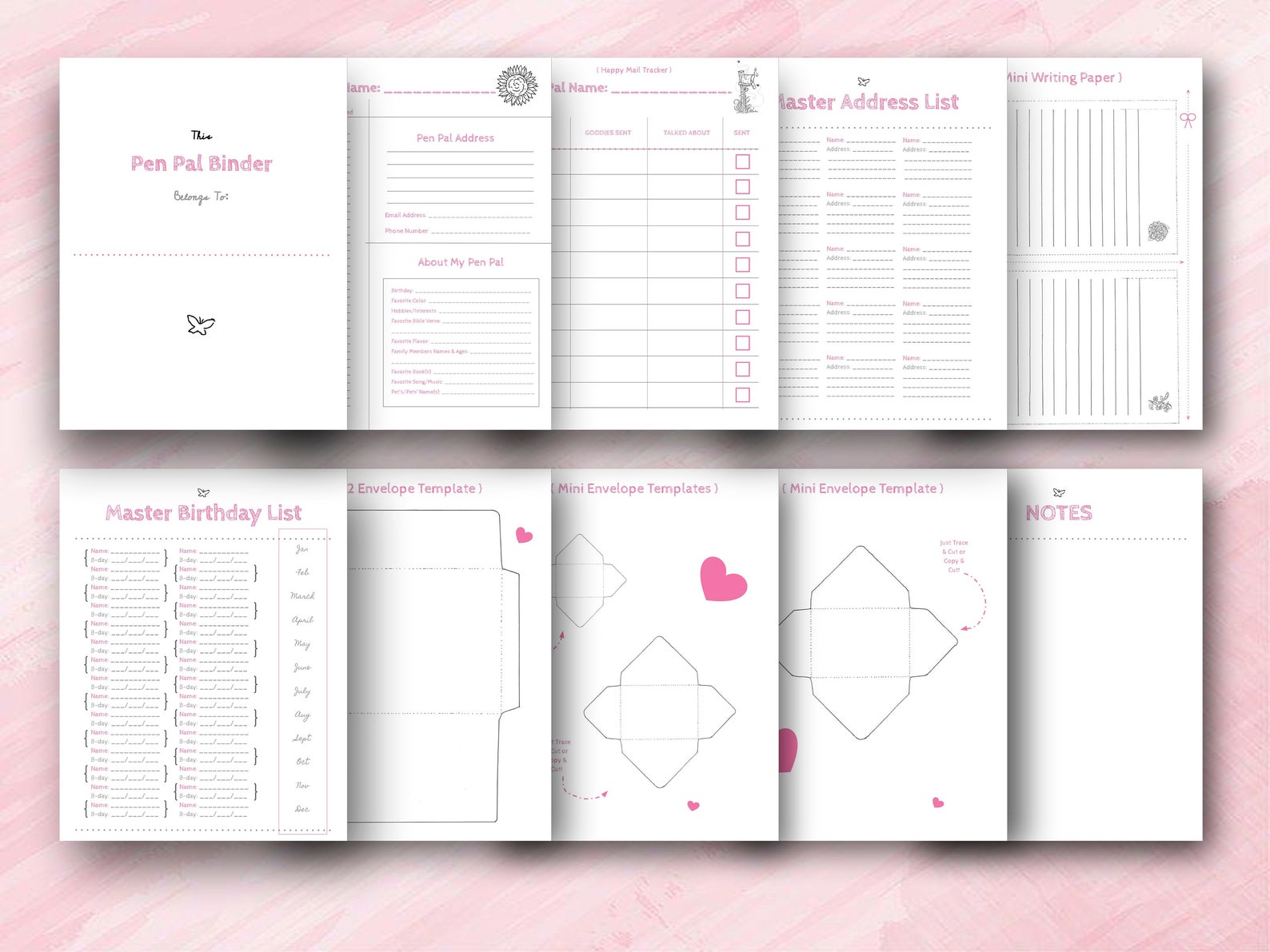 Pen-pal Binder Bundle Printable (10 Pages), Pen Pal Supplies, Pen Pal ...
