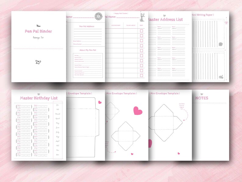 Pen-pal Binder Bundle Printable (10 Pages), Pen Pal Supplies, Pen Pal ...