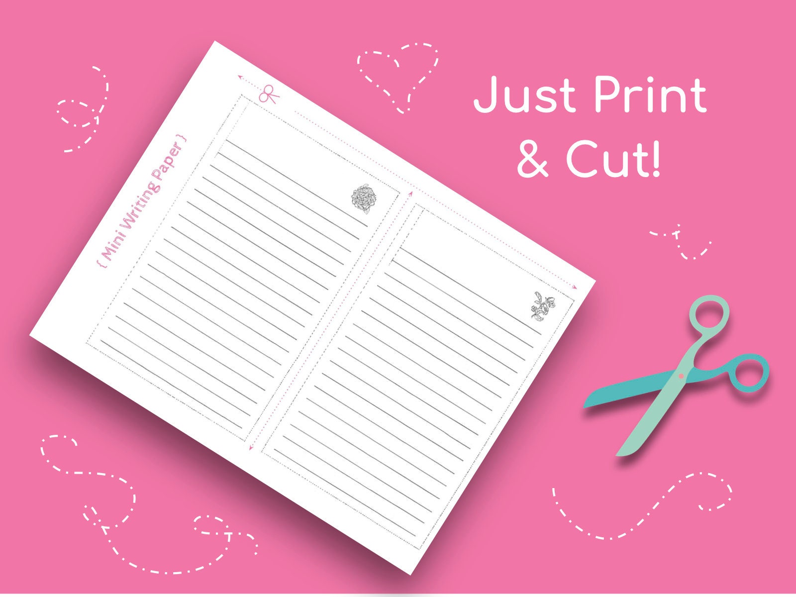 Mini Floral Notebook Writing Paper Printable, Mini Pen Pal Paper ...