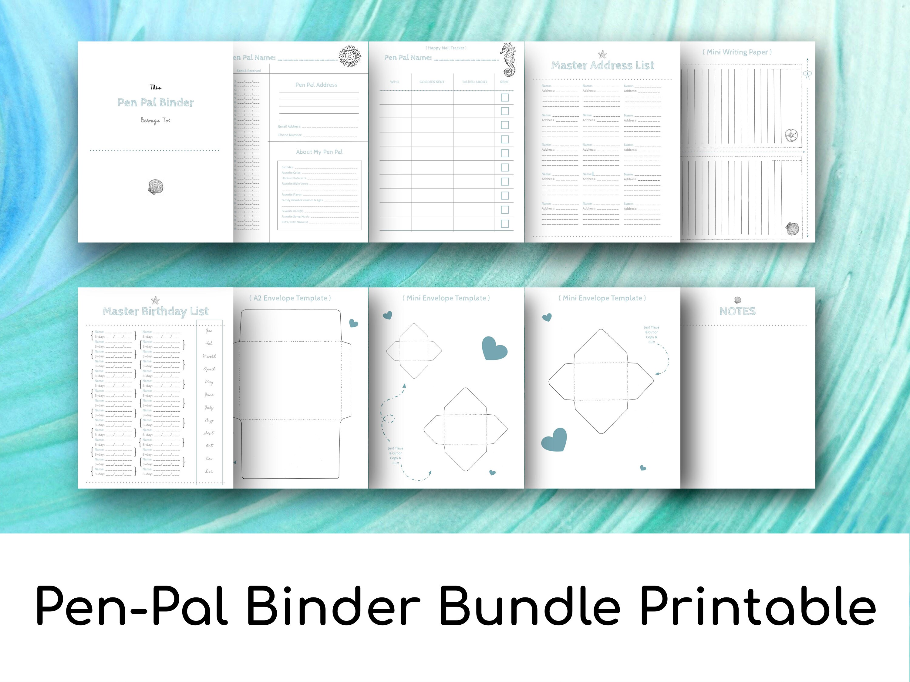 Nautical Pen-pal Binder Bundle Printable (10 Pages), Pen Pal Supplies ...