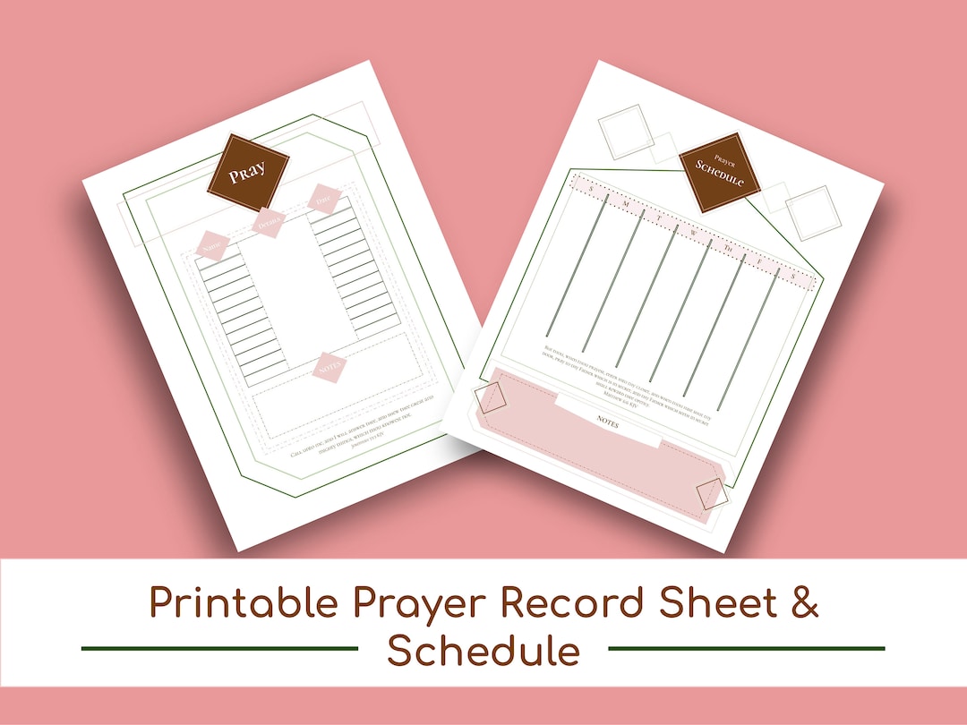 Printable Prayer Record Sheet & Schedule, Prayer Journal, Prayer ...