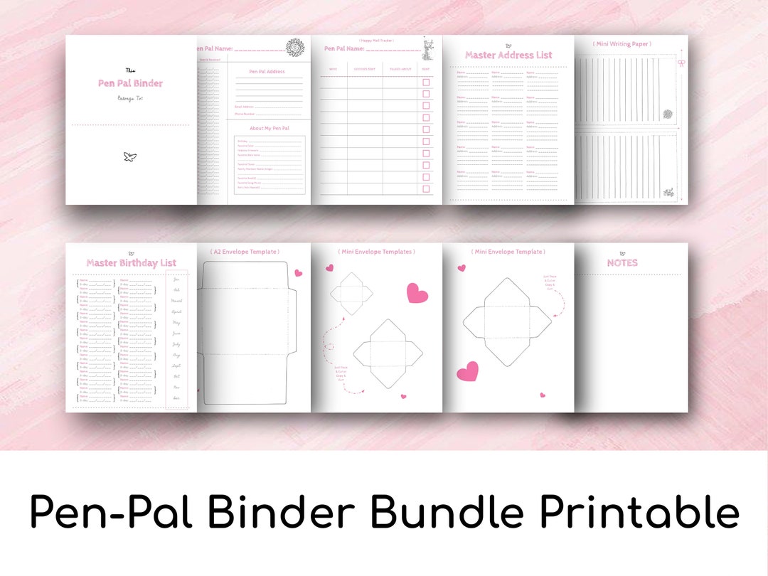 Pen-pal Binder Bundle Printable (10 Pages), Pen Pal Supplies, Pen Pal ...