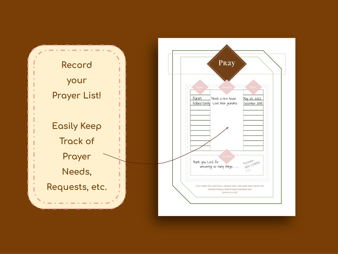 Printable Prayer Record Sheet & Schedule, Prayer Journal, Prayer ...