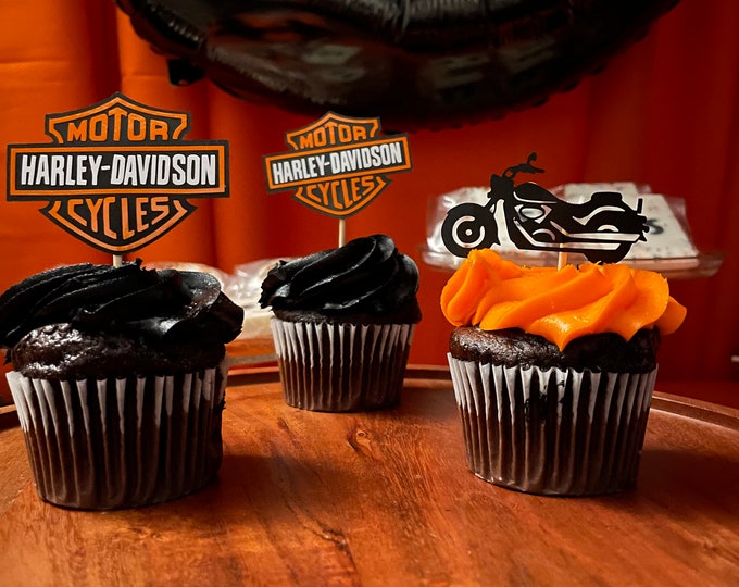 Harley Davidson Cupcake Toppers Bikers Theme Party Decor - Etsy