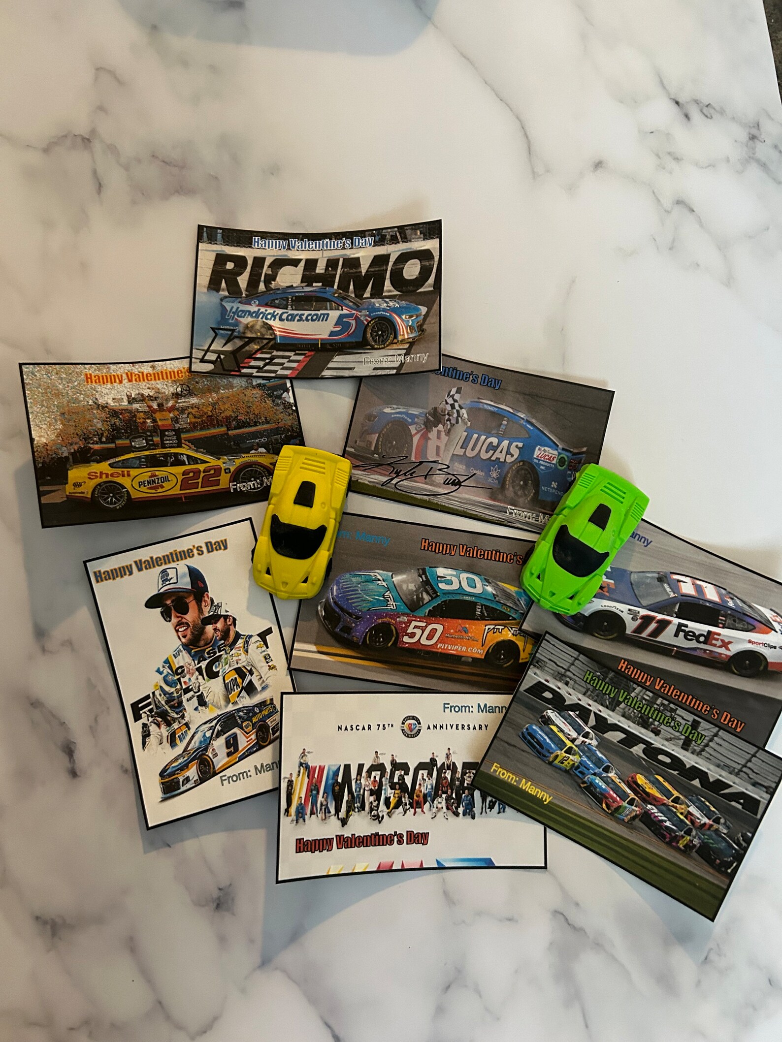 NASCAR Valentine’s Day Cards | Custom | Personalized | Racing | Set of ...