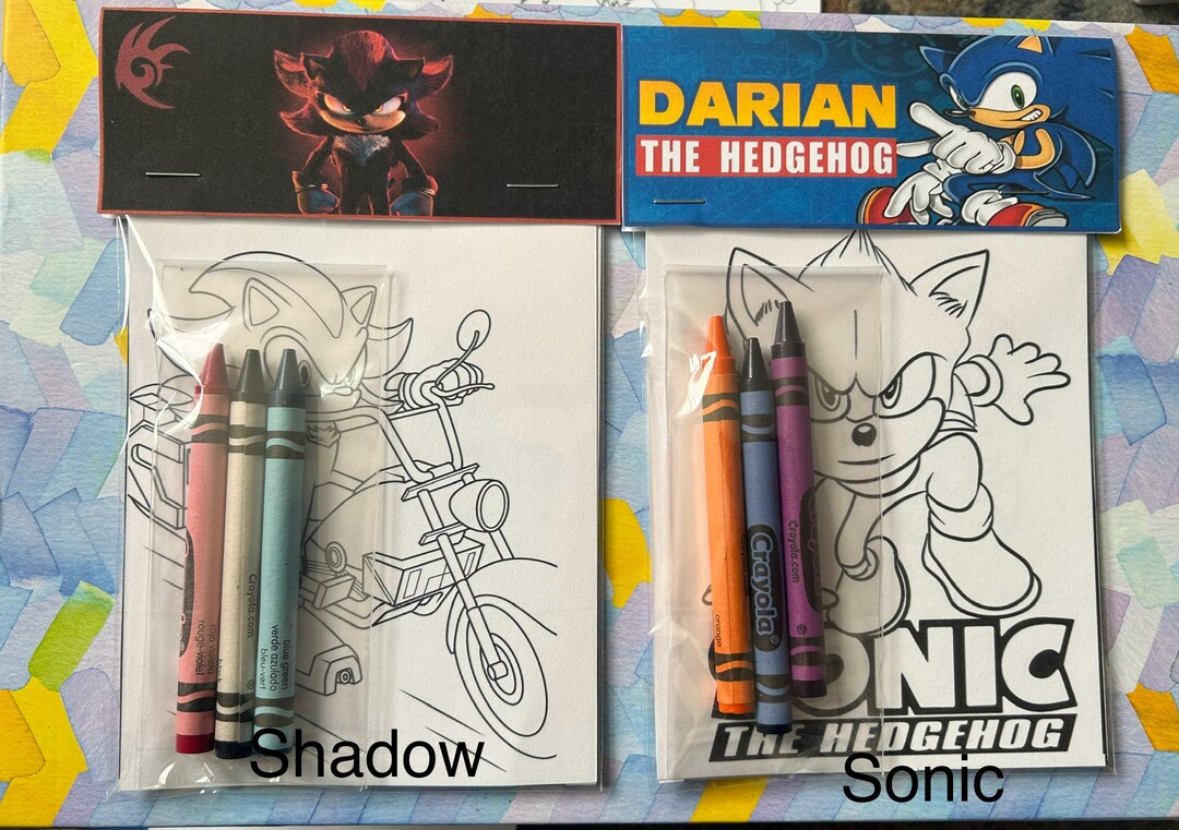 Personalized Sonic Coloring Pages: Party Favor Crayons - Etsy