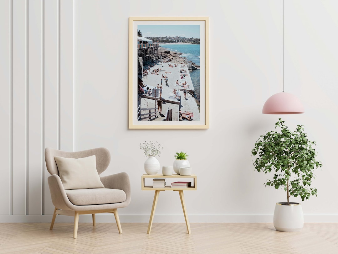 Wylies Baths Coogee, Retro Art Deco Print, Blue Ocean Print, Australian ...