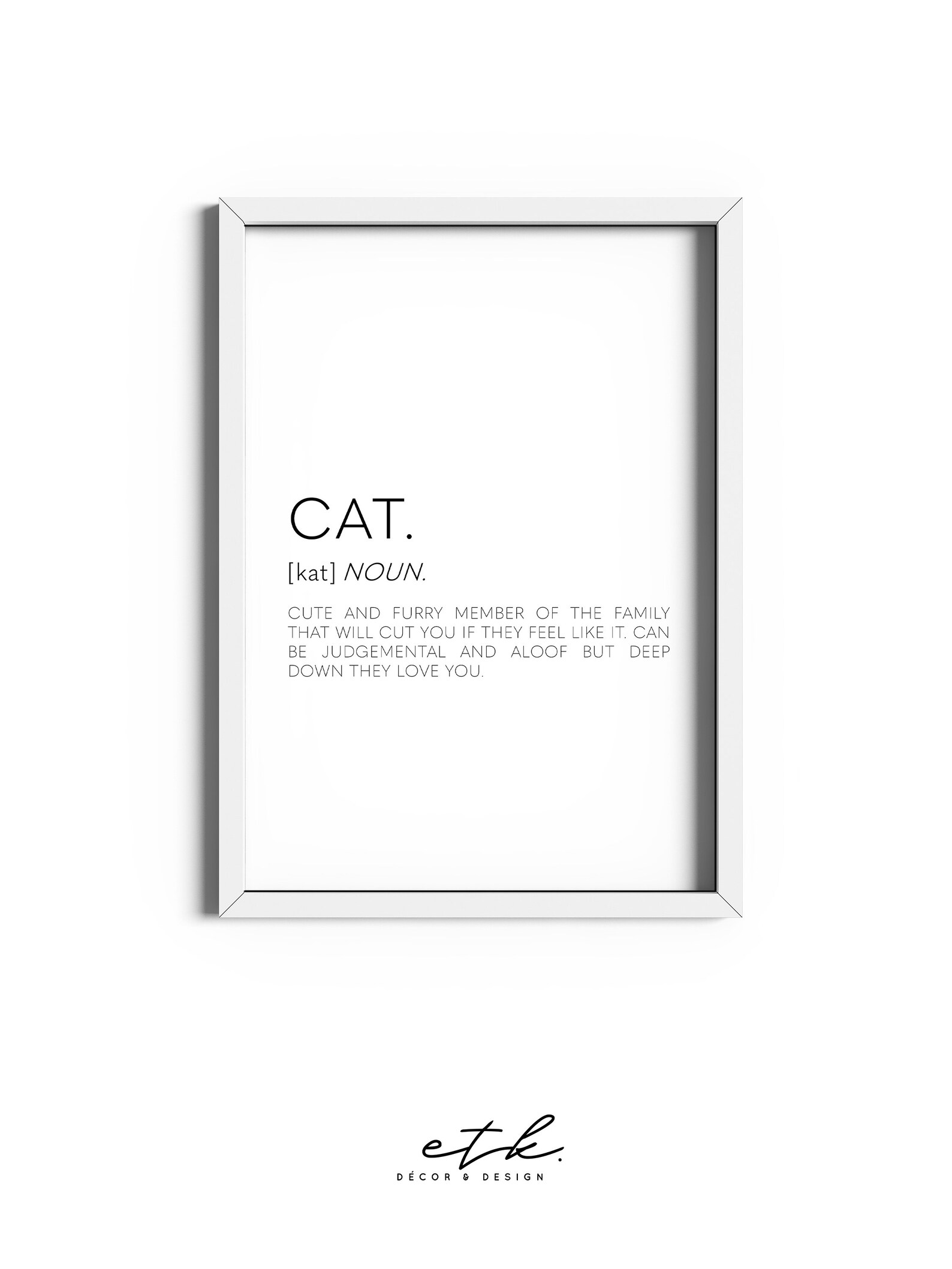 Cat Definition Print Family Prints Gifts for Cat Owners Cat - Etsy